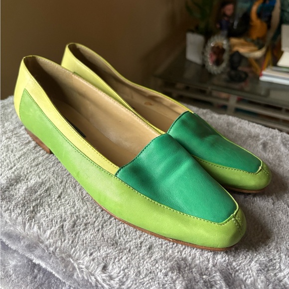 Selby | Shoes | Vintage Selby Color Block Leather Green Loafers | Poshmark